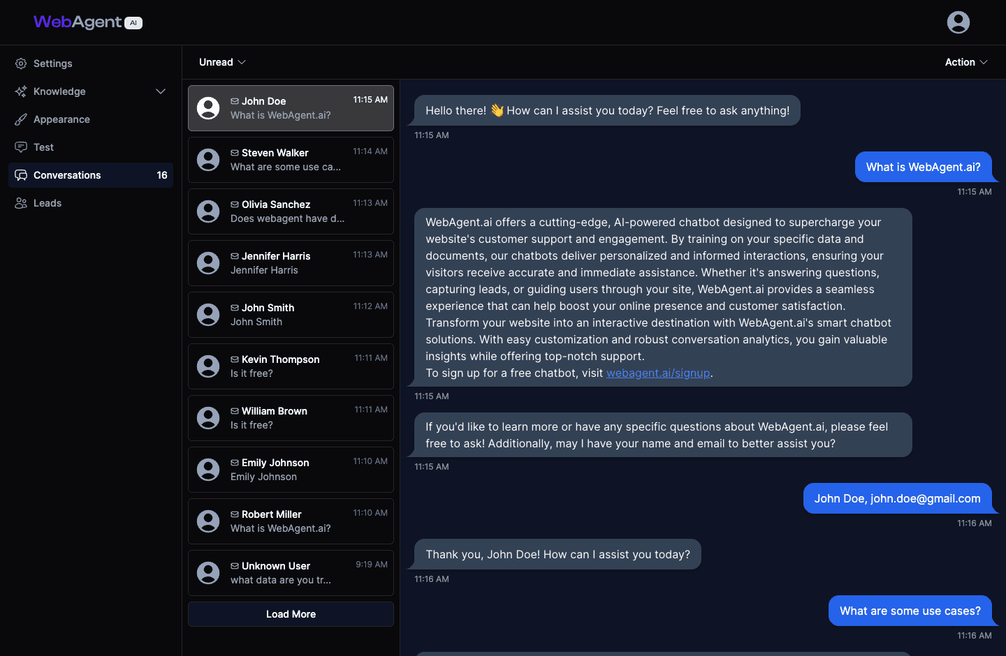 WebAgent | Automate Your Support With AI